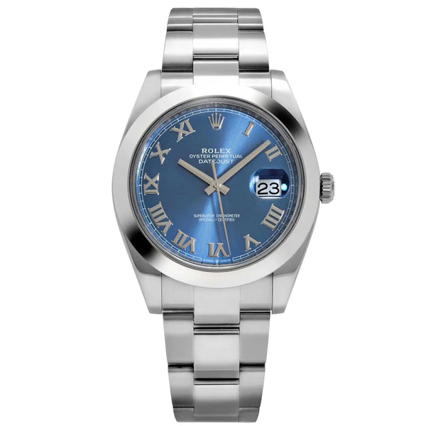 Rolex Datejust 41 Azzurro Blue Roman Dial 126300 – AZZI Jewelers